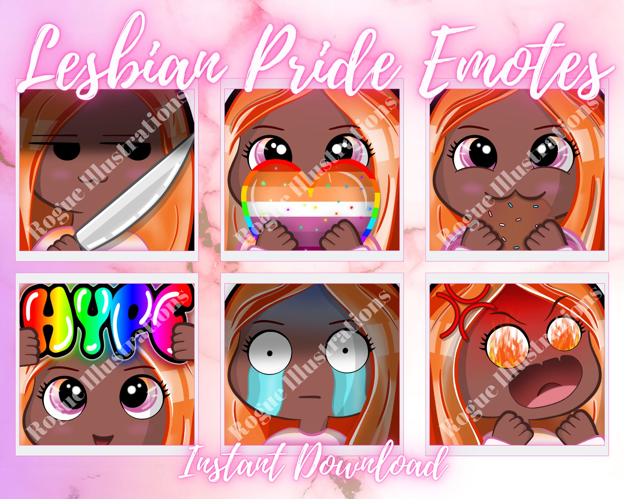 Lesbian Themed Twitch Emotes, LQBTQIA Emotes, LGBTQ Emotes, Pride ...