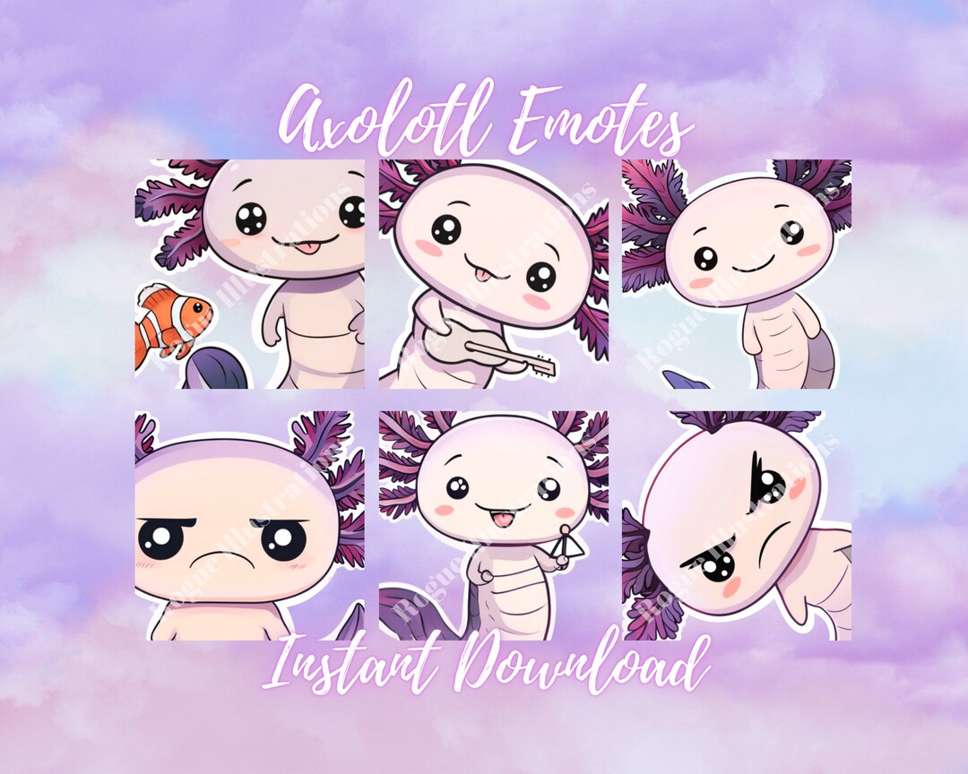 Adorable Purple Axolotl Emotes A Splash of Cuteness to Your Chats Cute ...