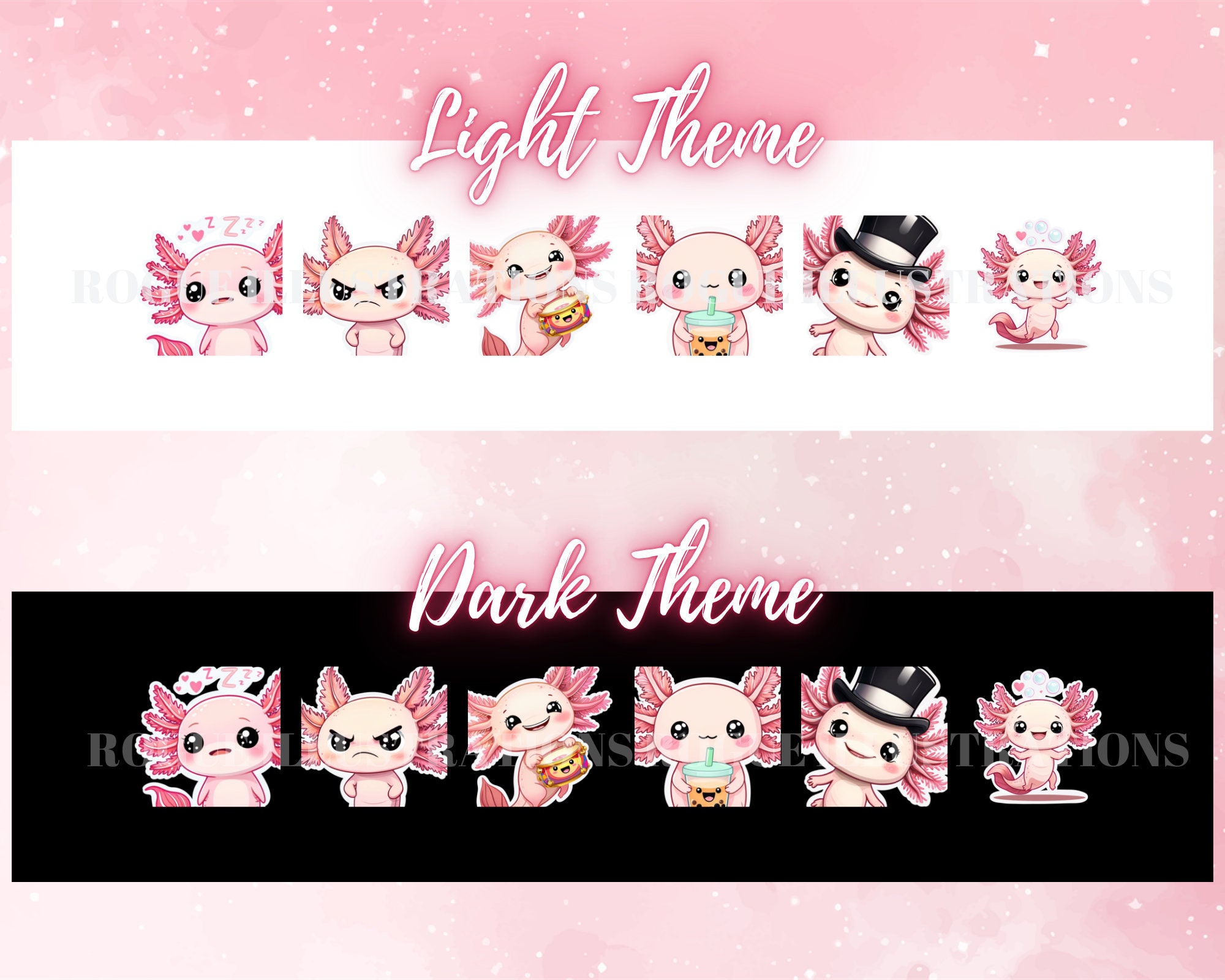 Pink Axolotl Twitch Emotes Pack, Cute Kawaii Emotes, Cute Axolotl ...
