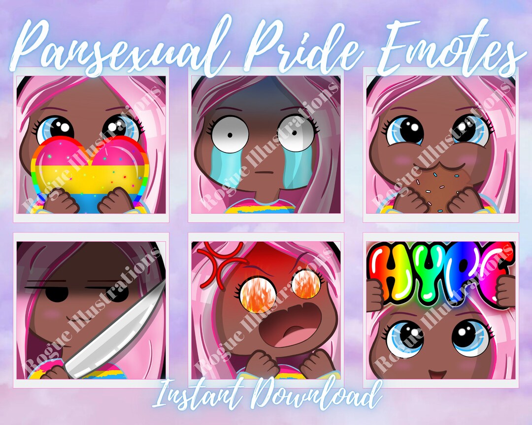 Pansexual Themed Twitch Emotes, LQBTQIA Emotes, LGBTQ Emotes, Pride ...