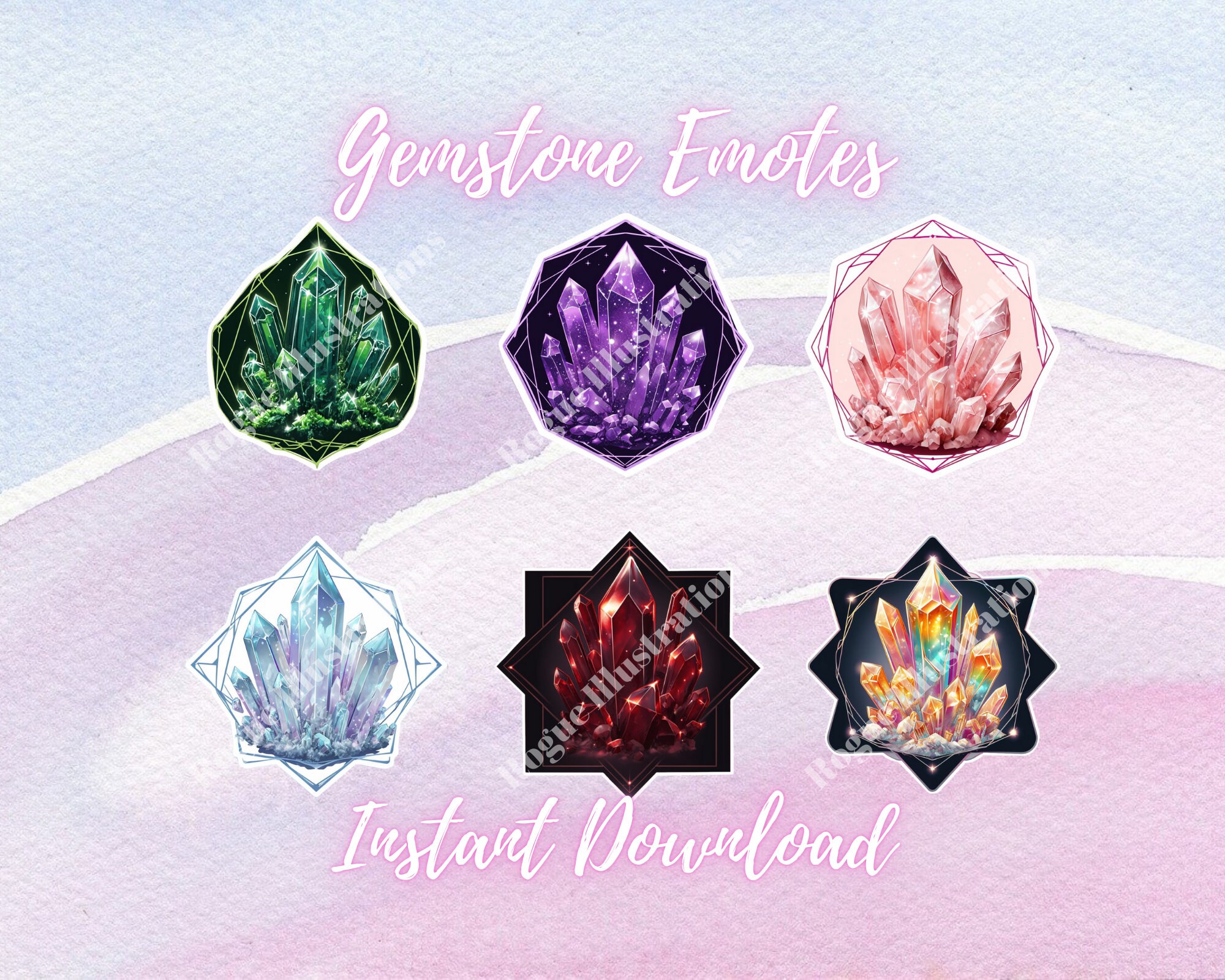 Crystal Emote Pack - 6 Unique Designs for Twitch Streaming, Youtube ...