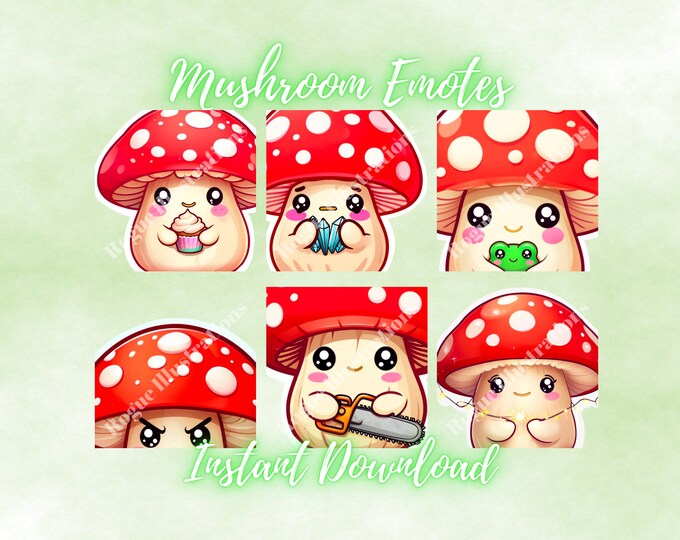 Cute Mushroom Emote Pack | Twitch Emotes |8 Emotes Ready to Use ...