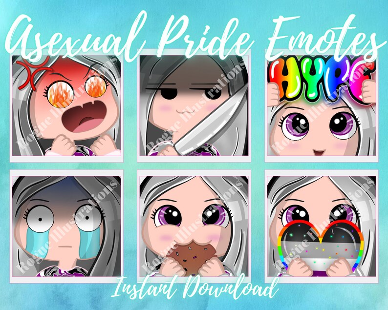 Asexual Themed Twitch Emotes LQBTQIA Emotes LGBTQ Emotes - Etsy