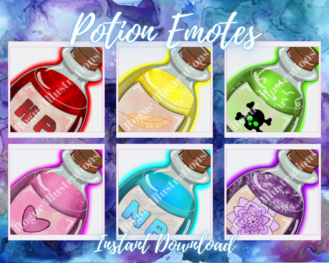 Potion Emotes, Poison Potion, Health Potion, Luck Potion, Mana Potion ...