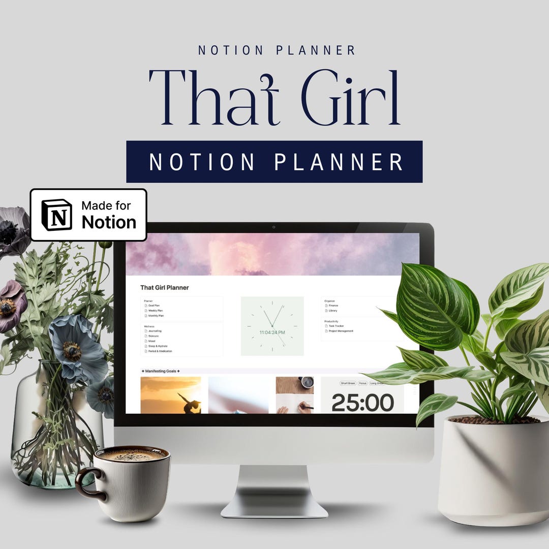 Notion Template That Girl Simple Planner, Notion All in One Planner ...