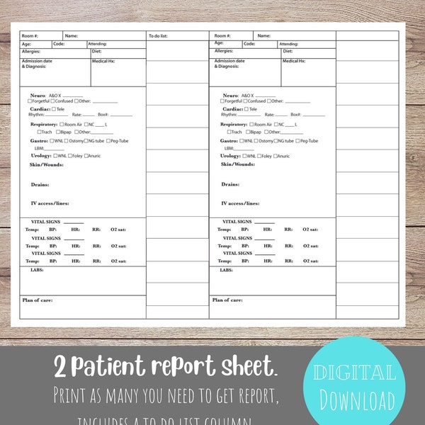 Nurse Hourly to Do, Nurse Shift Planner, 5 Patient Medication, Med Surg ...