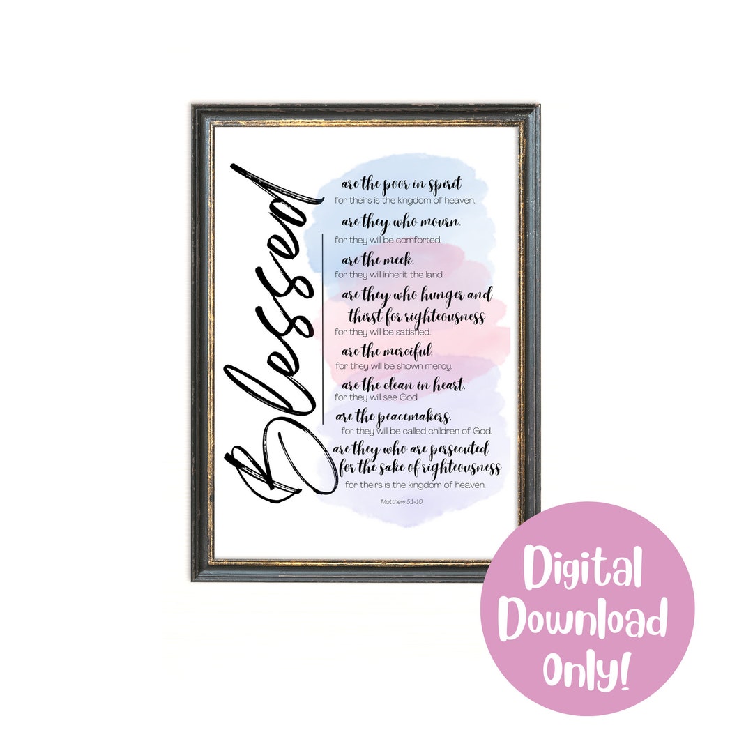 The Beatitudes | Bible Verse Wall Art| Matthew 5:3-10 | Scripture Print ...