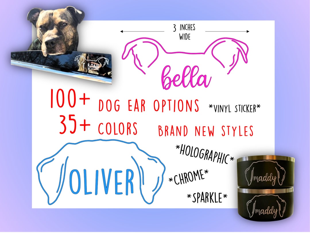 3 Inches Wide Personalized Dog Ear Decal - Etsy