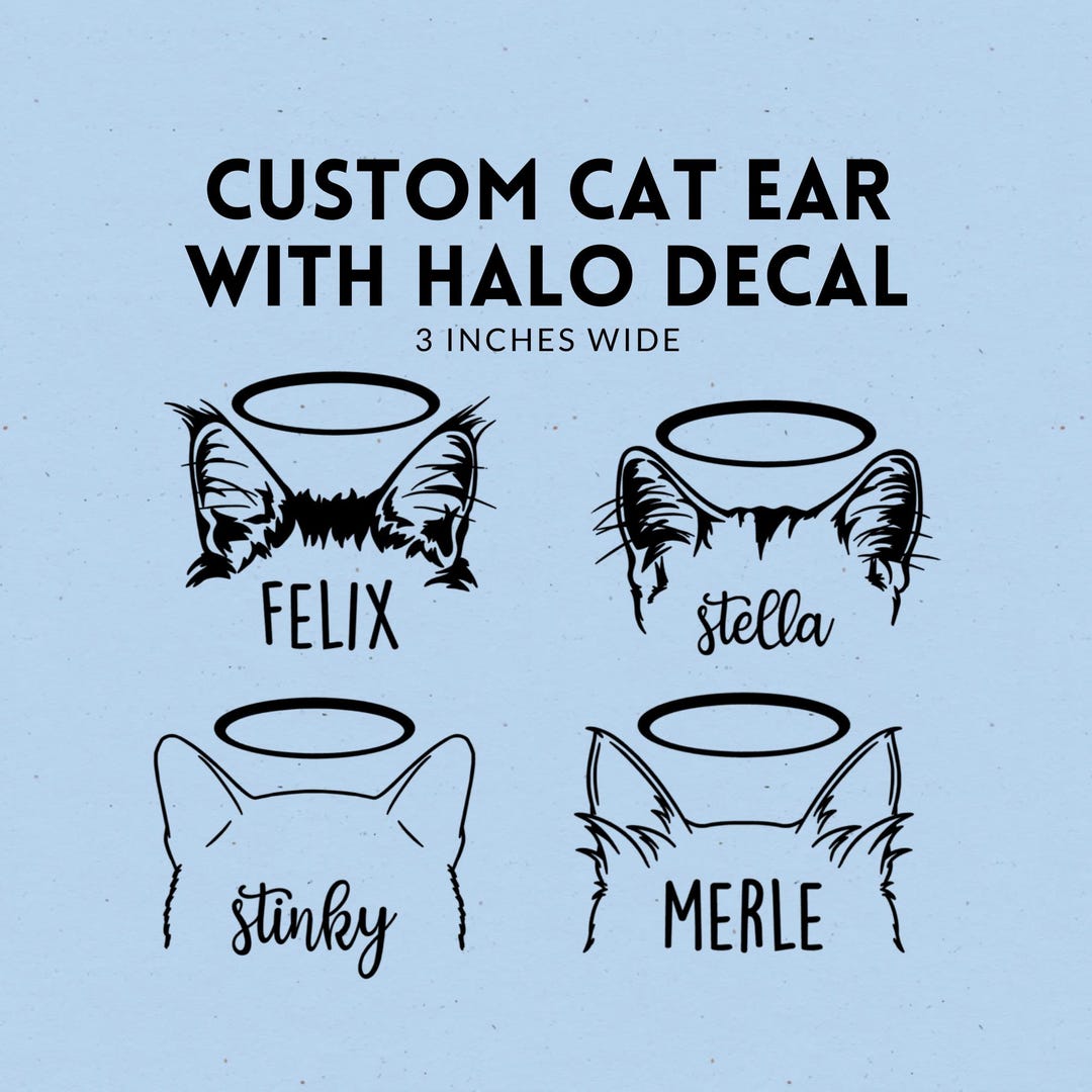 Personalized Cat Ear Halo Car Decal Sticker 3" Wide - Etsy