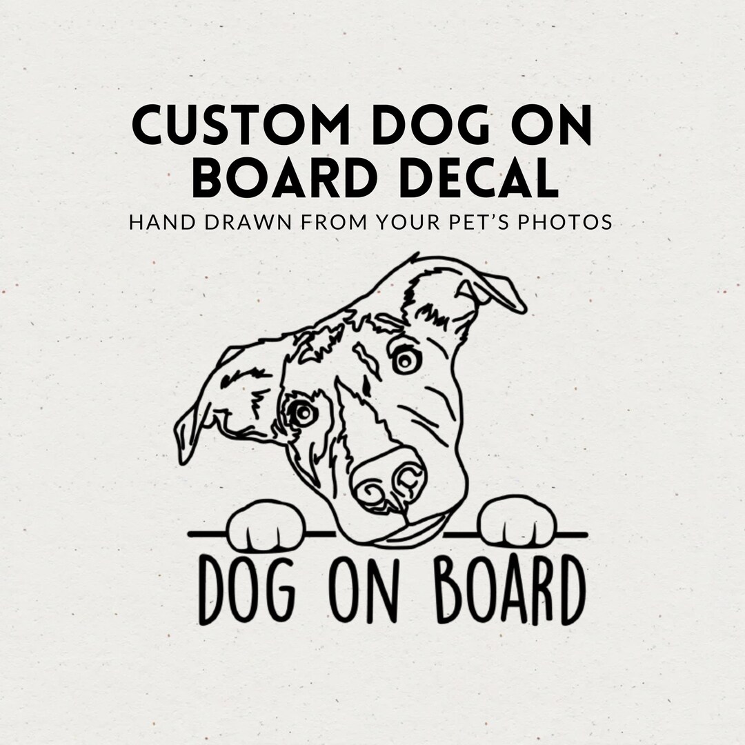 Custom Dog on Board Dog Head Drawing and Decal 5 Inches Wide - Etsy