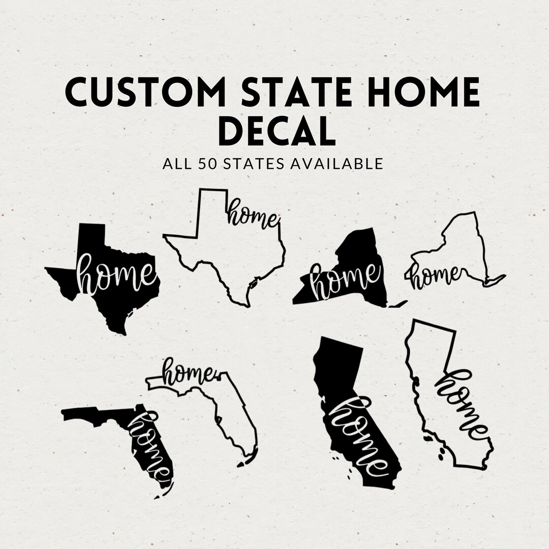 Custom State Home Car Decal Sticker - Etsy