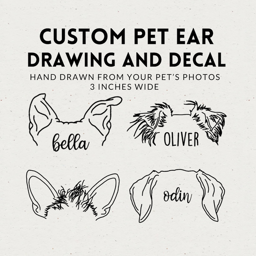 Custom Dog Ear Drawing and Decal - 3 Inches Wide - Etsy