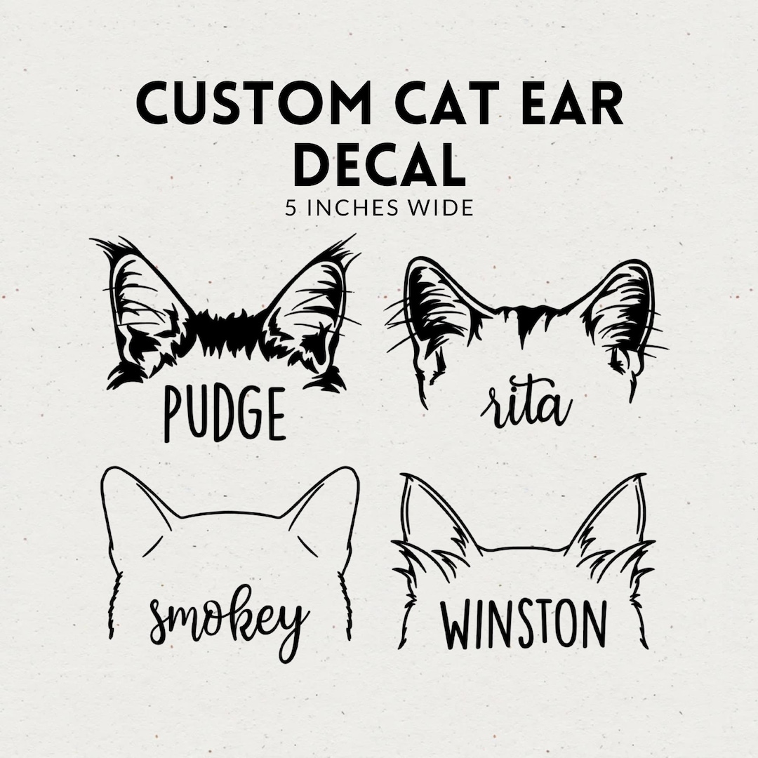 Personalized Cat Ear Car Decal Sticker 5 Inches Wide - Etsy