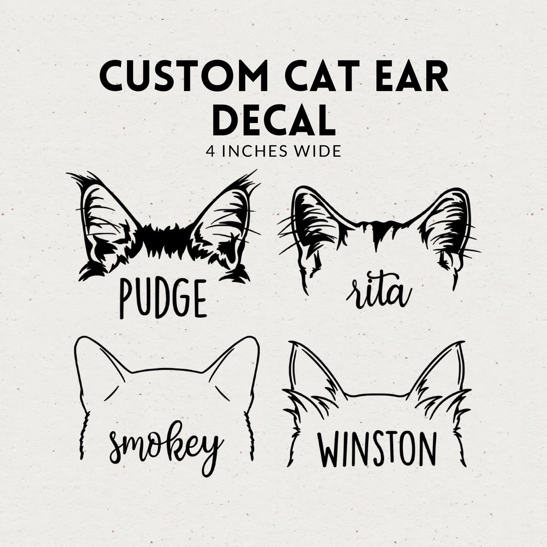 Personalized Cat Ear Car Decal Sticker 4" Wide - Etsy