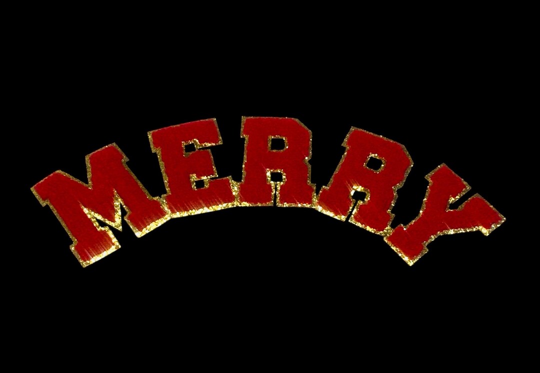 Merry Iron-on Chenille and Sequin Patch - Etsy