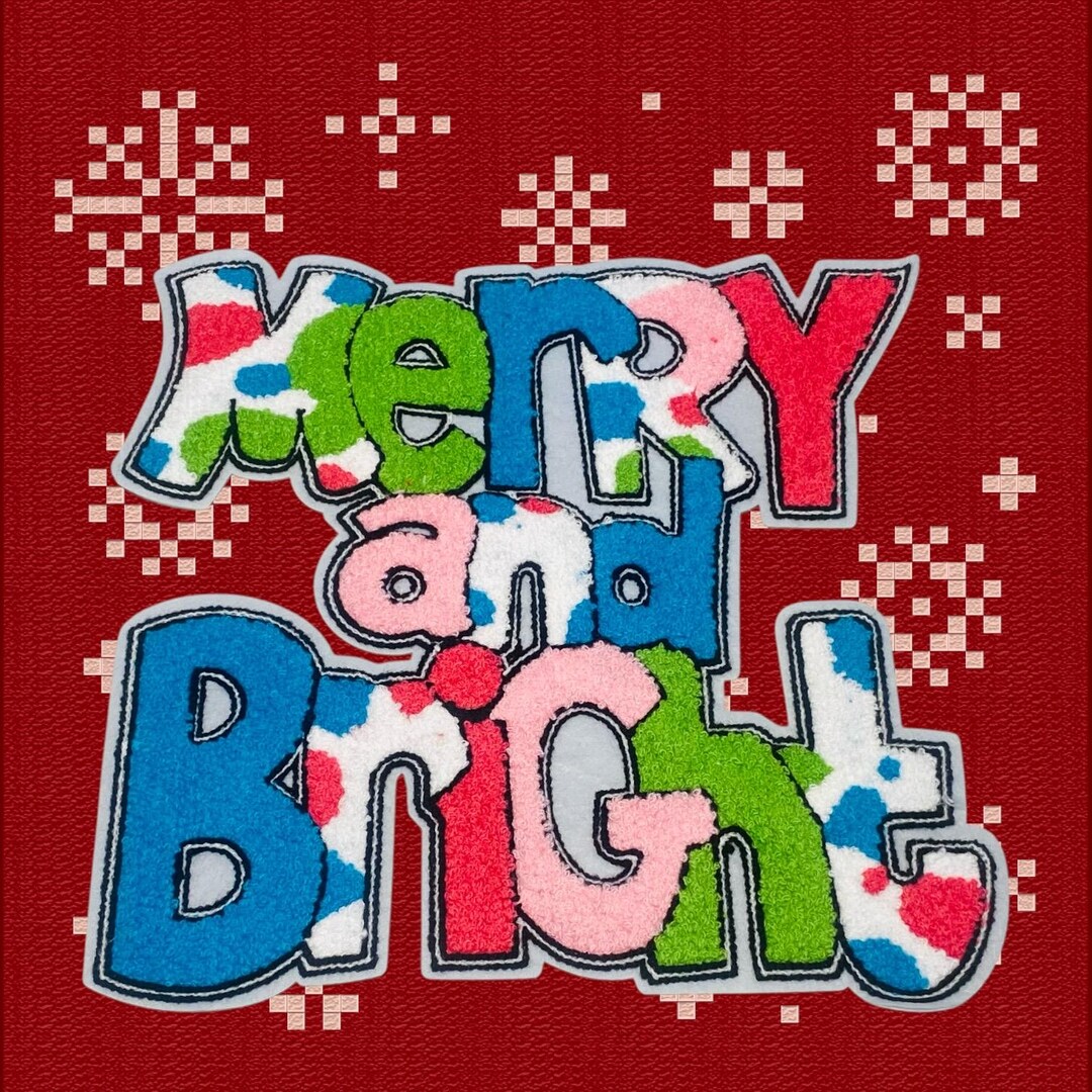 Merry & Bright Iron-on Chenille Patch - Etsy
