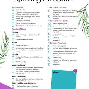 SPA Day at Home Checklist DIY Spa Day - Etsy