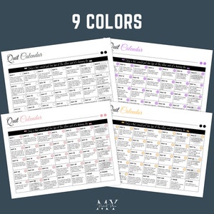 Quit Calendar, Quit Nicotine Calendar, 30-day Nicotine Free, Benefits ...