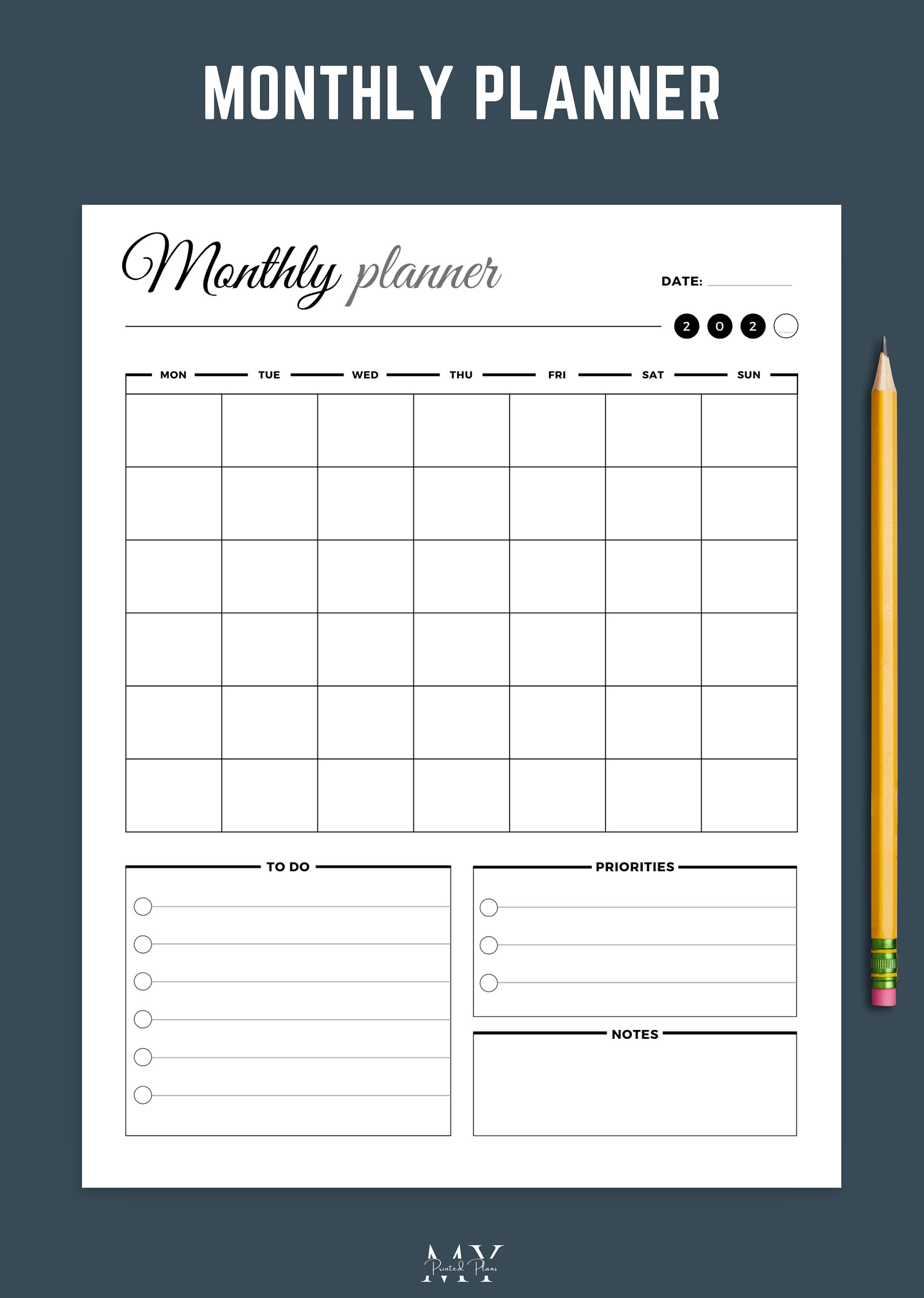 Daily Weekly Monthly Planner Printable Bundle, Daily Planner, Weekly ...