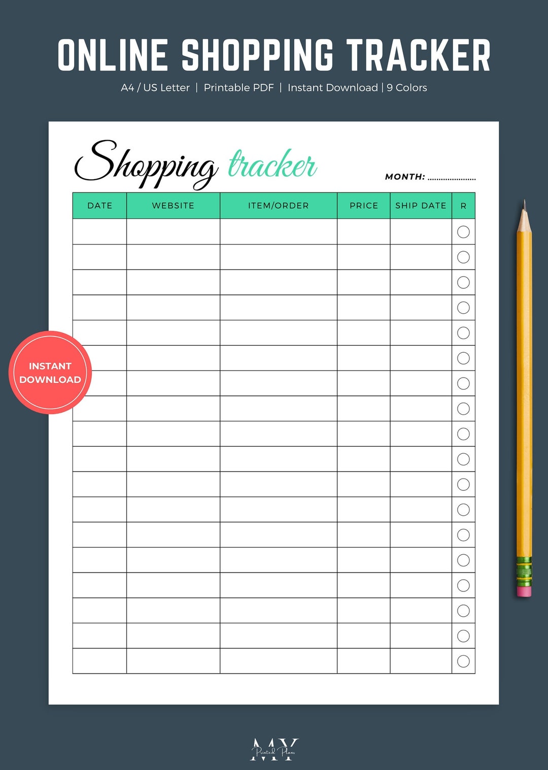 Online Order Form Printable, Online Order Tracker Log, Online Shopping ...