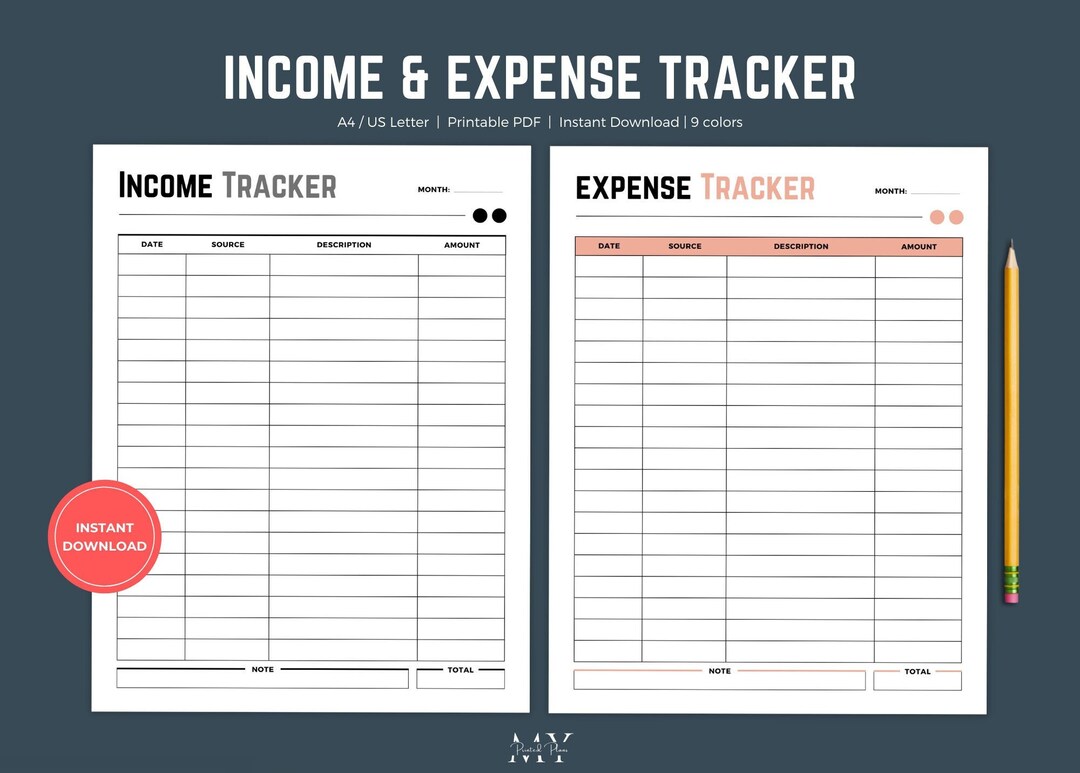 Income and Expense Tracker Printable, Income Tracker, Expense Tracker ...