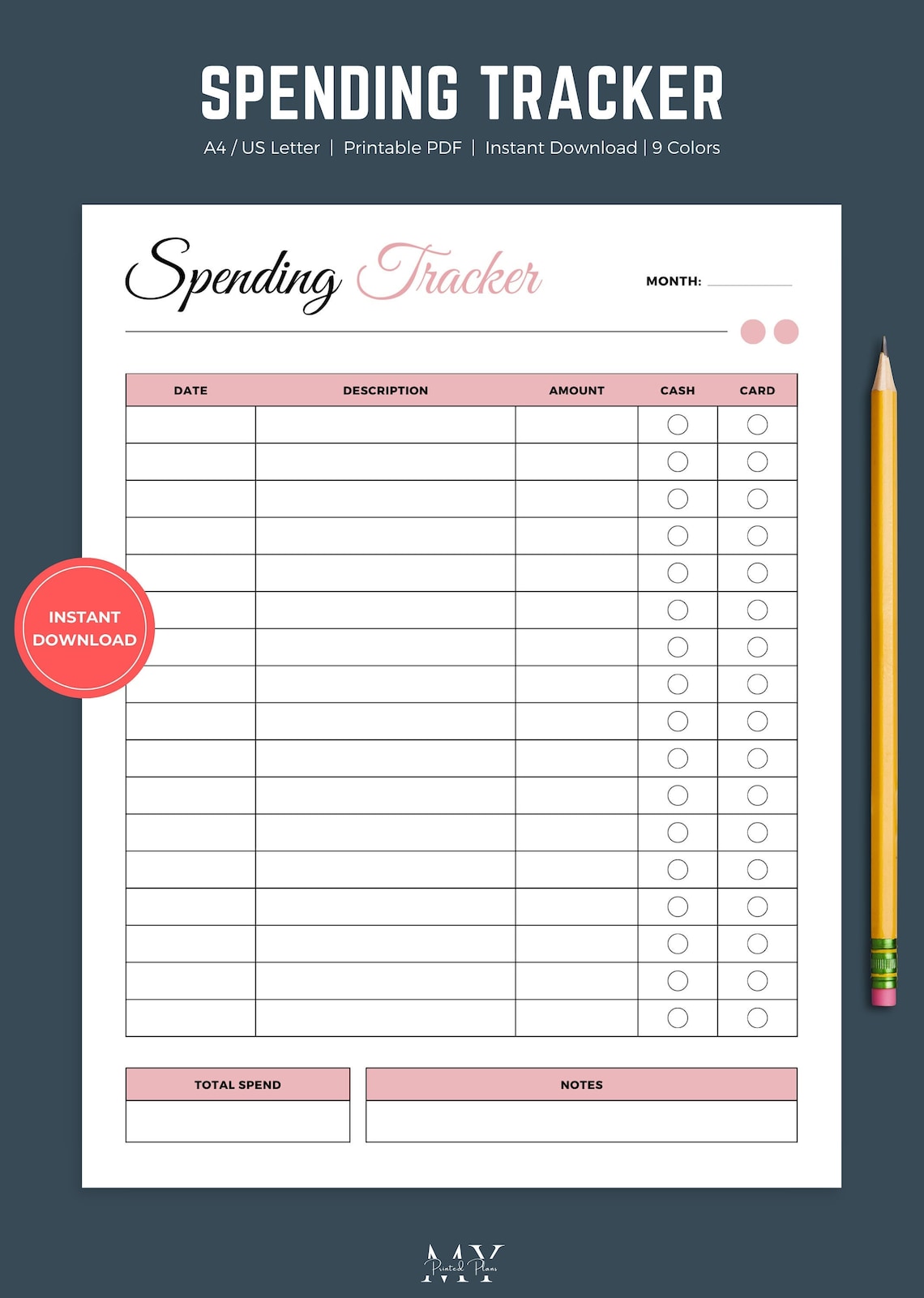 Spending Tracker Printable, Purchase Order Tracker Template, Expense ...