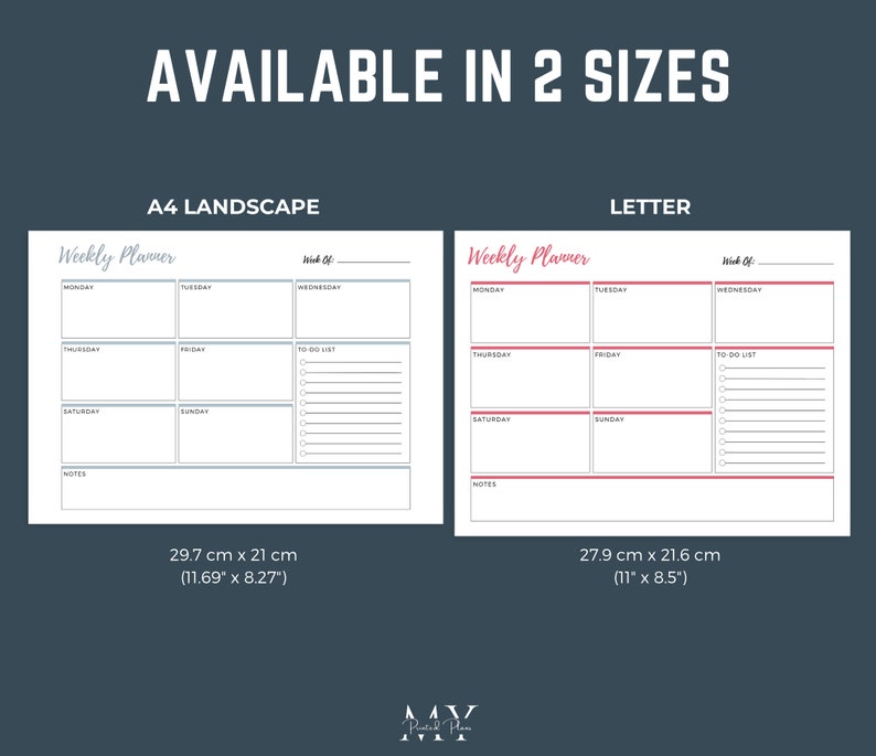 Weekly Planner Printable Landscape, Weekly Agenda, Minimalist to Do ...