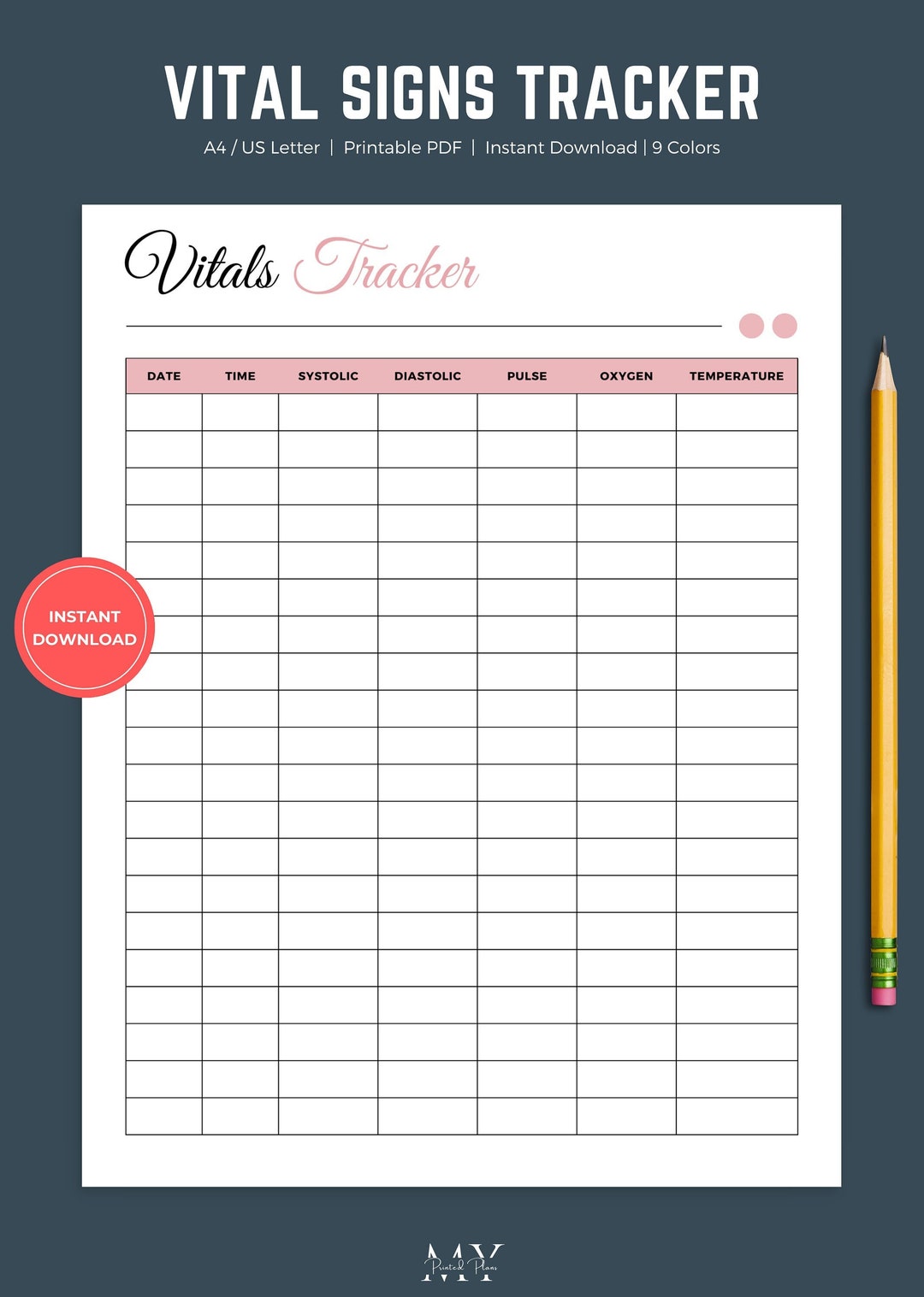 Vitals Log Printable, Vital Signs Tracker, Vitalsigns Template, Vital ...