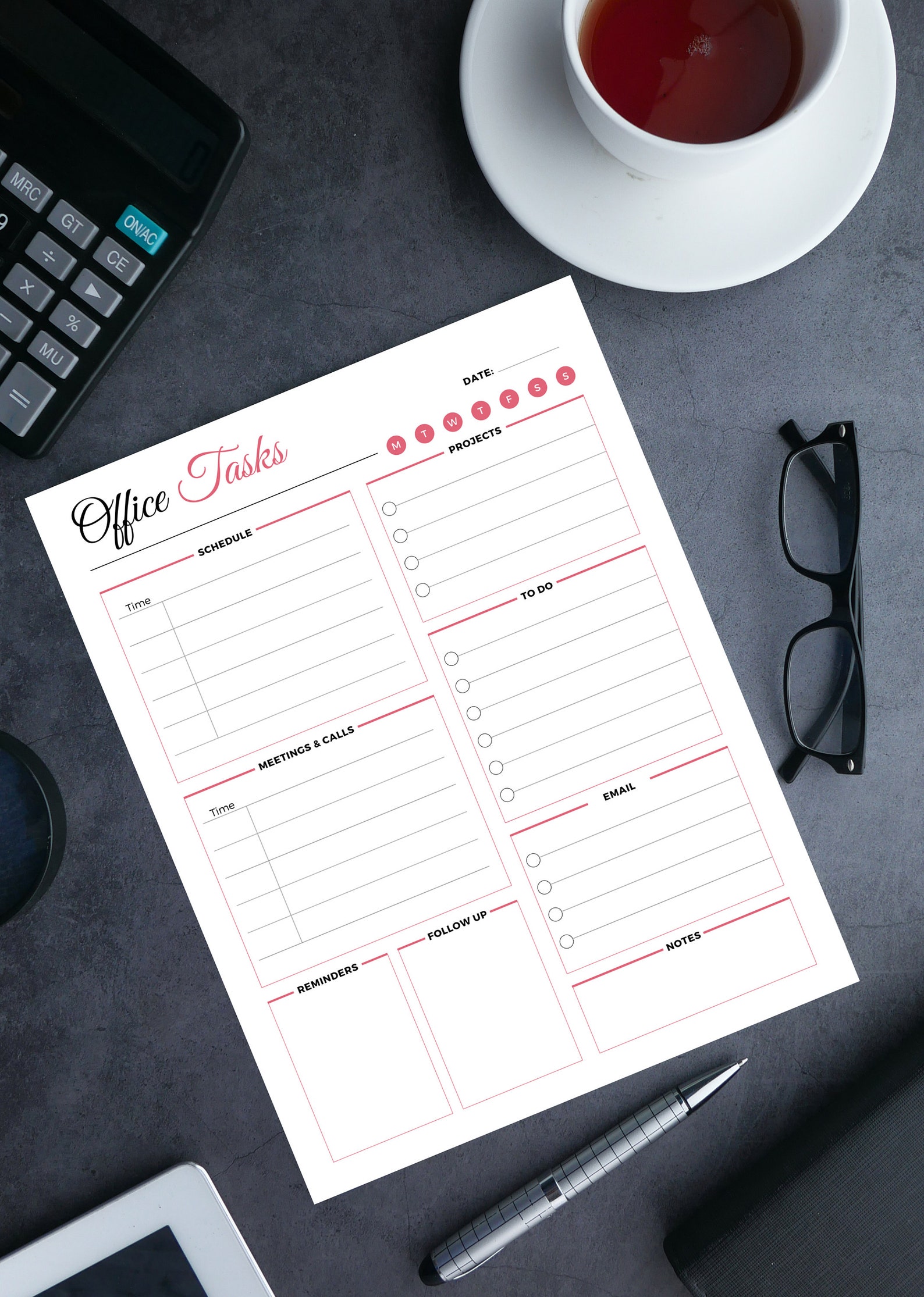 Office Task Planner Printable, Editable Office Task Tracker, Daily ...