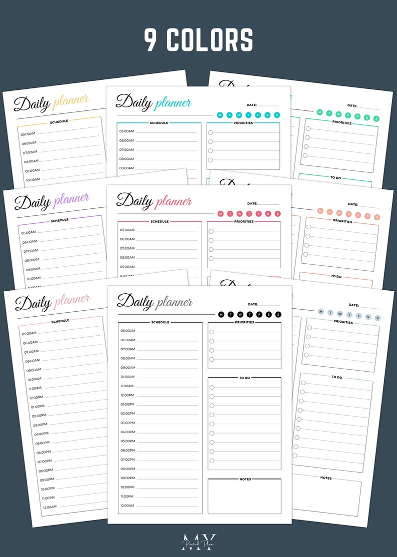 Daily Planner Printable, Minimalist Day Planner Template, 24 Hour ...
