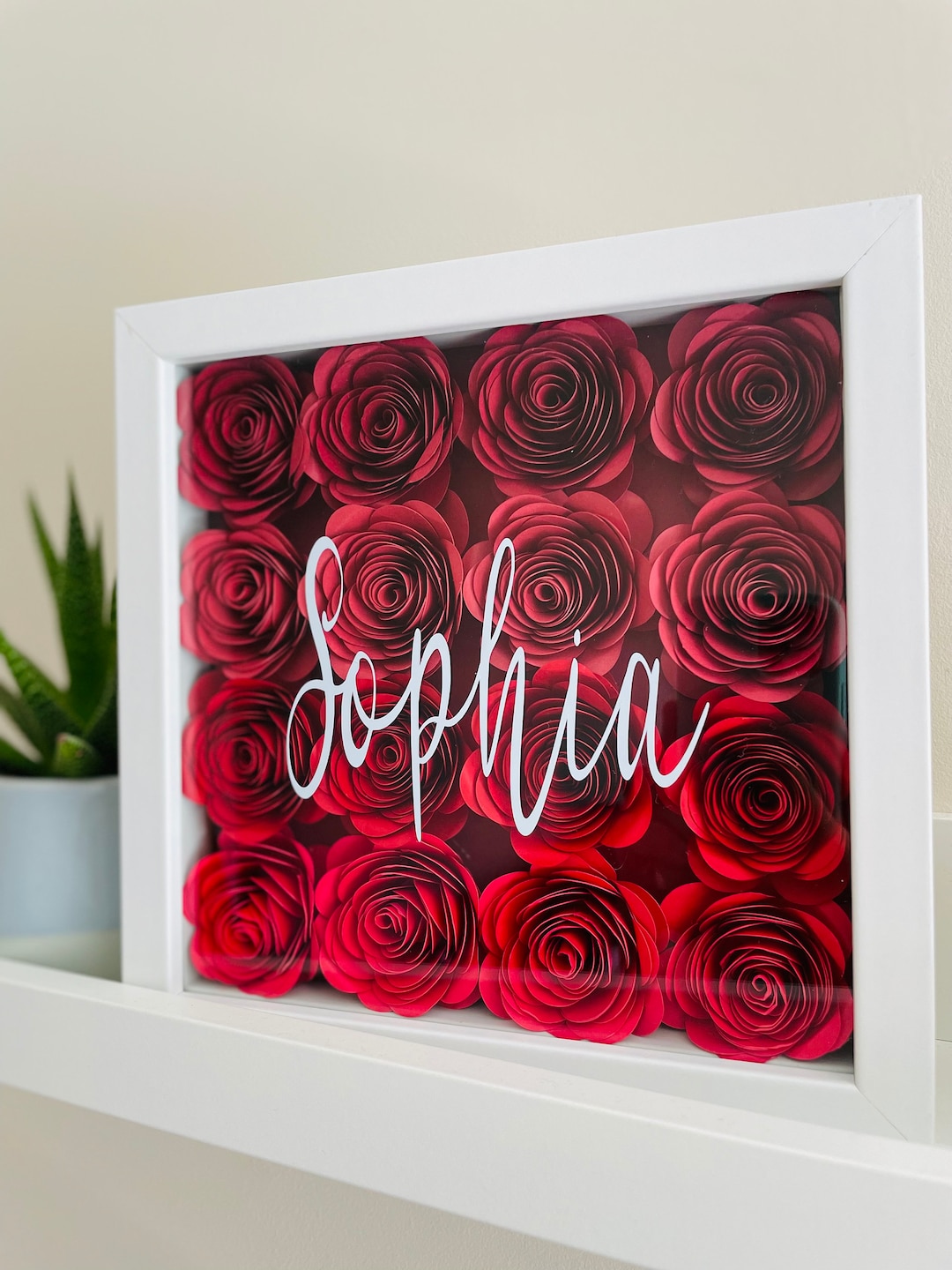 Flower Shadow Box Frame, Rose Box, Personalised Flower Frame, Flower ...