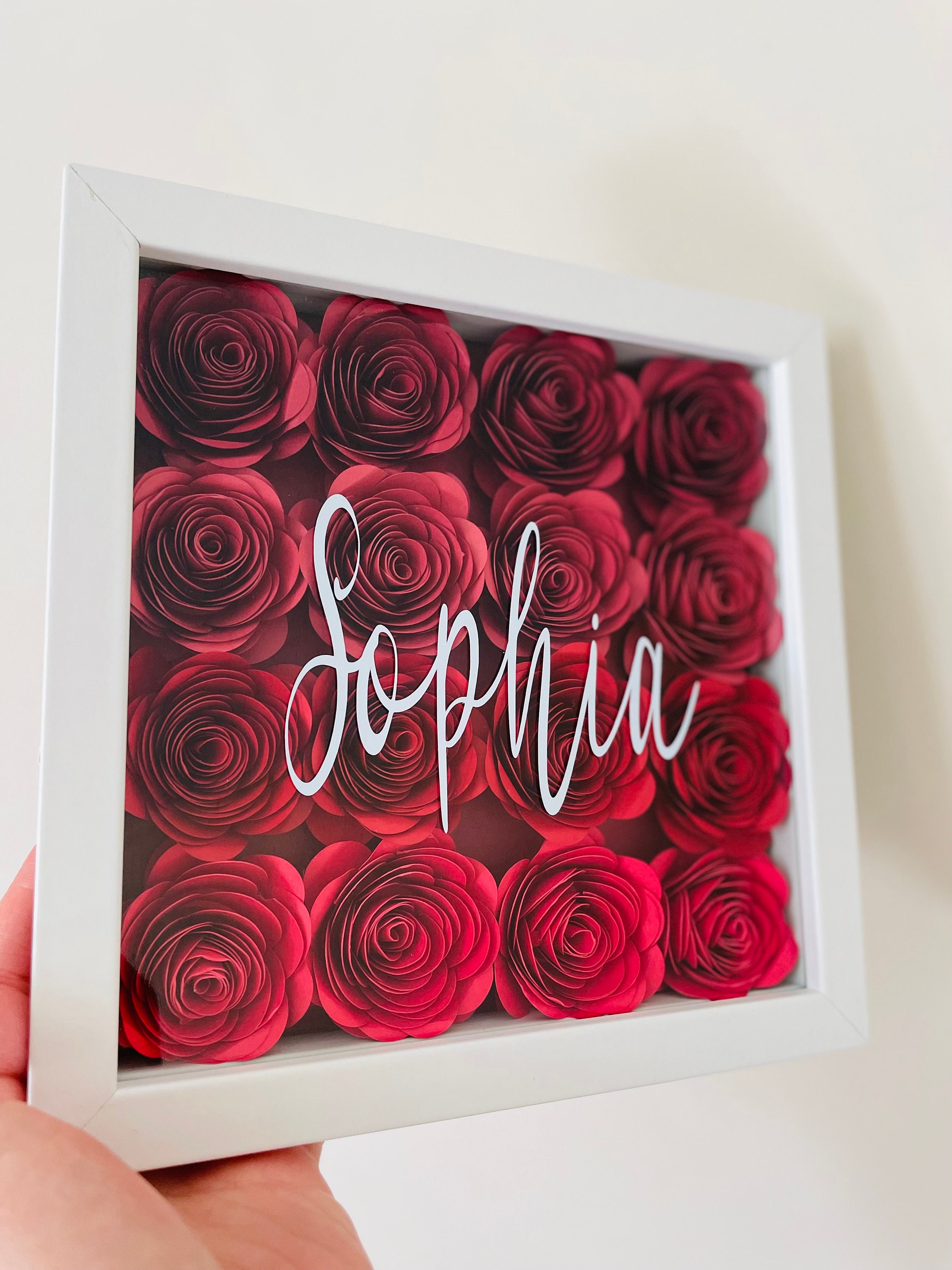 Flower Shadow Box Frame, Rose Box, Personalised Flower Frame, Flower ...