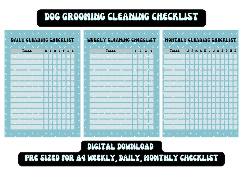 Dog Grooming Cleaning Checklist / Printable PDF / Daily Weekly Monthly ...