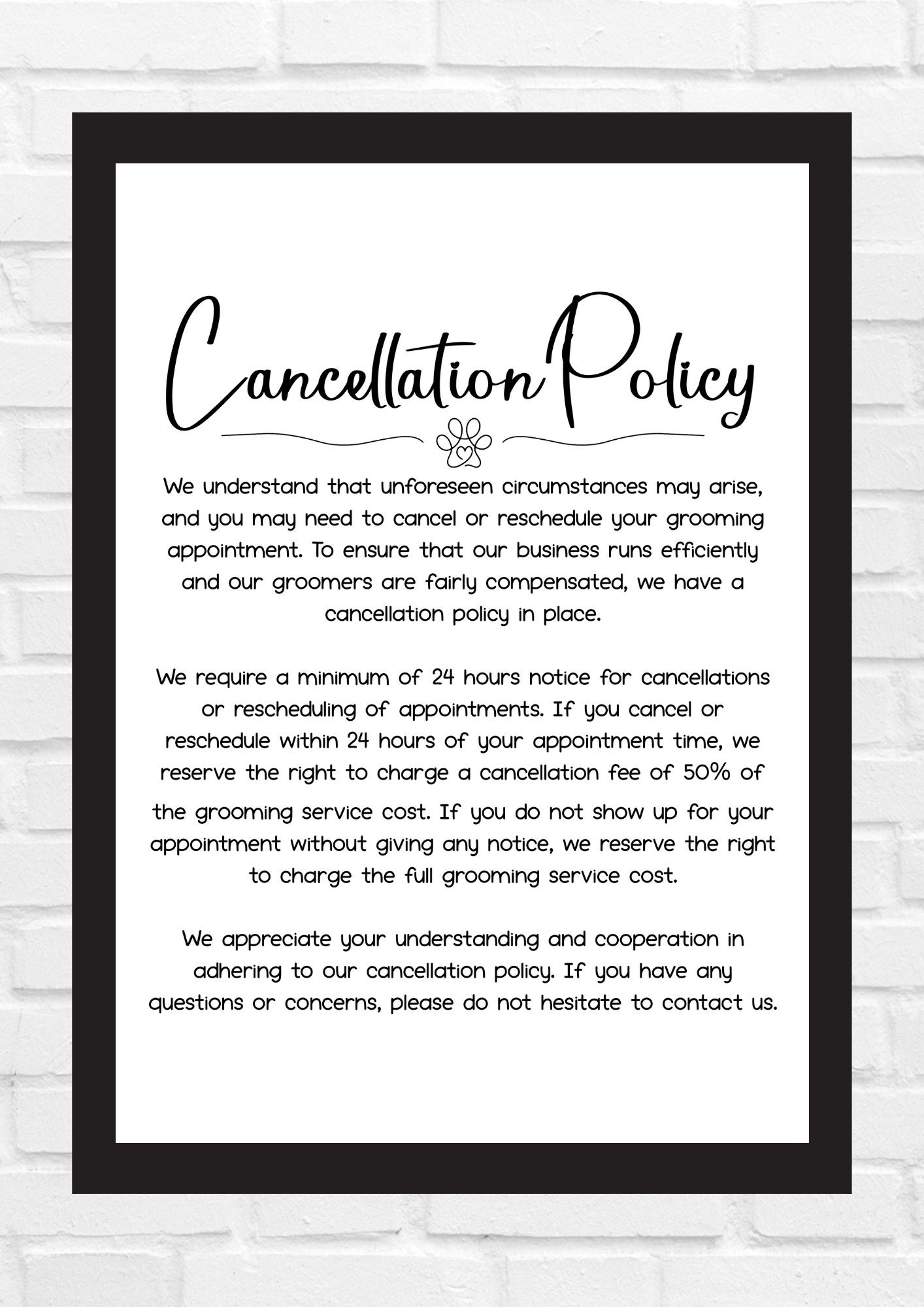 Dog Grooming Matting and Cancellation Policy Bundle Digital Download ...