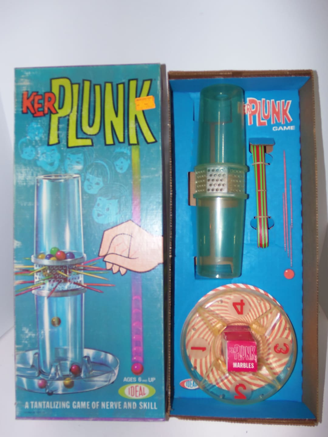 Vintage 1967 Ideal Kerplunk Game Cats Eye Marbles COMPLETE in Original ...