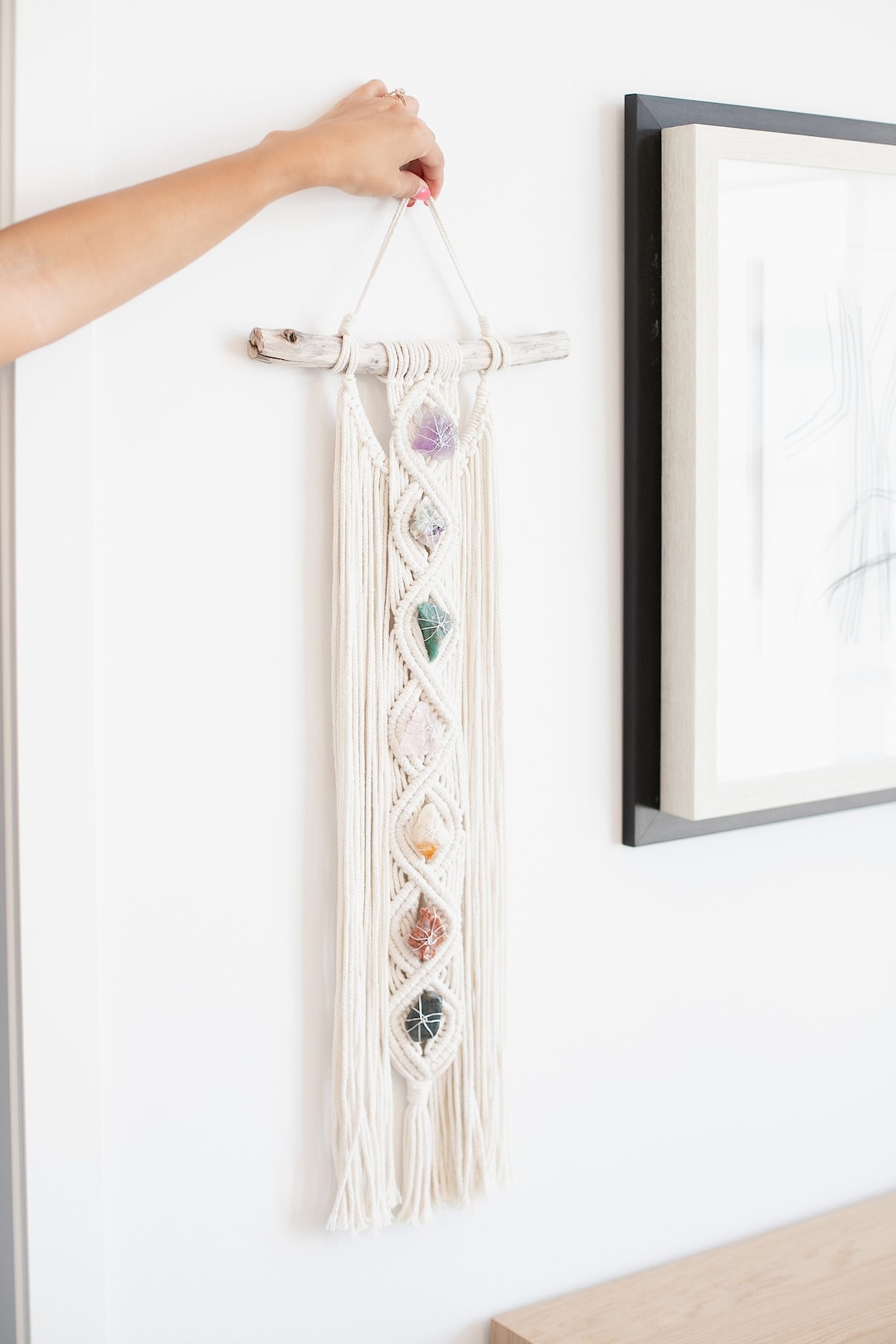 Chakra Macrame Wall Hanging | Crystal Wall Hanging | Chakrame | Crystal ...