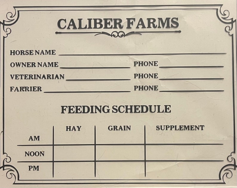 Custom Horse Stall Feed Sign - Etsy