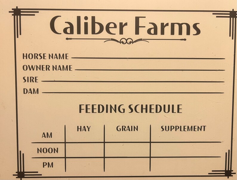 Custom Horse Stall Feed Sign - Etsy