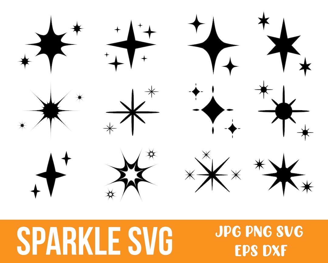 Sparkle Svg Bundle, Sparkle Cut File, 12 Designs, Sparkle Clipart, Stars Svg, Sparkles, Svg ...