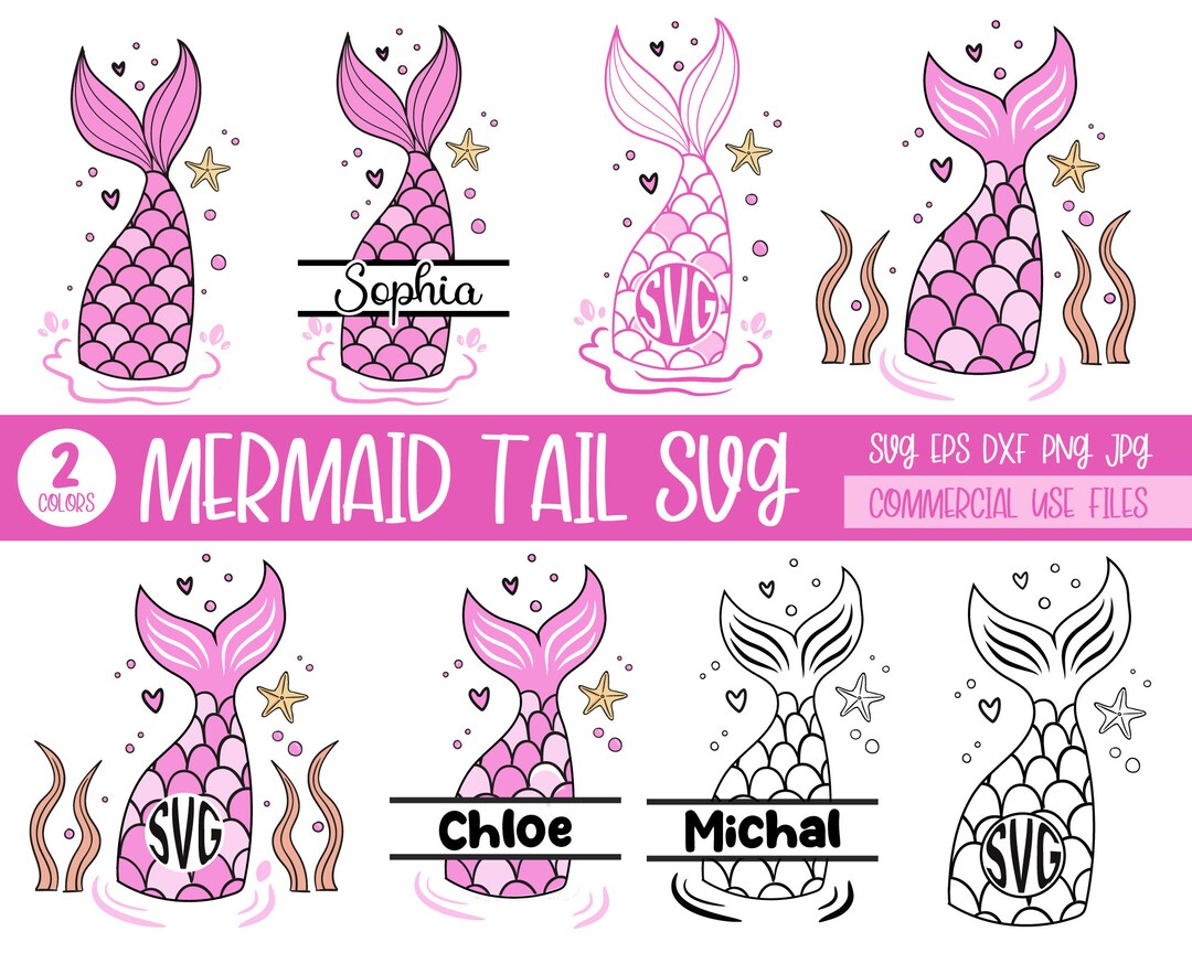 Mermaid Tail Monogram Svg Mermaid Tail Svg Png Mermaid Tail Split Svg