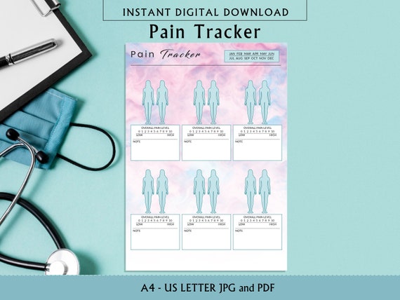 Pain Tracker Printable Pain Tracker Chart Monthly Symptom | Etsy