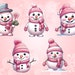 Cute Pink Christmas Snowman Clipart Cute Christmas Clipart - Etsy