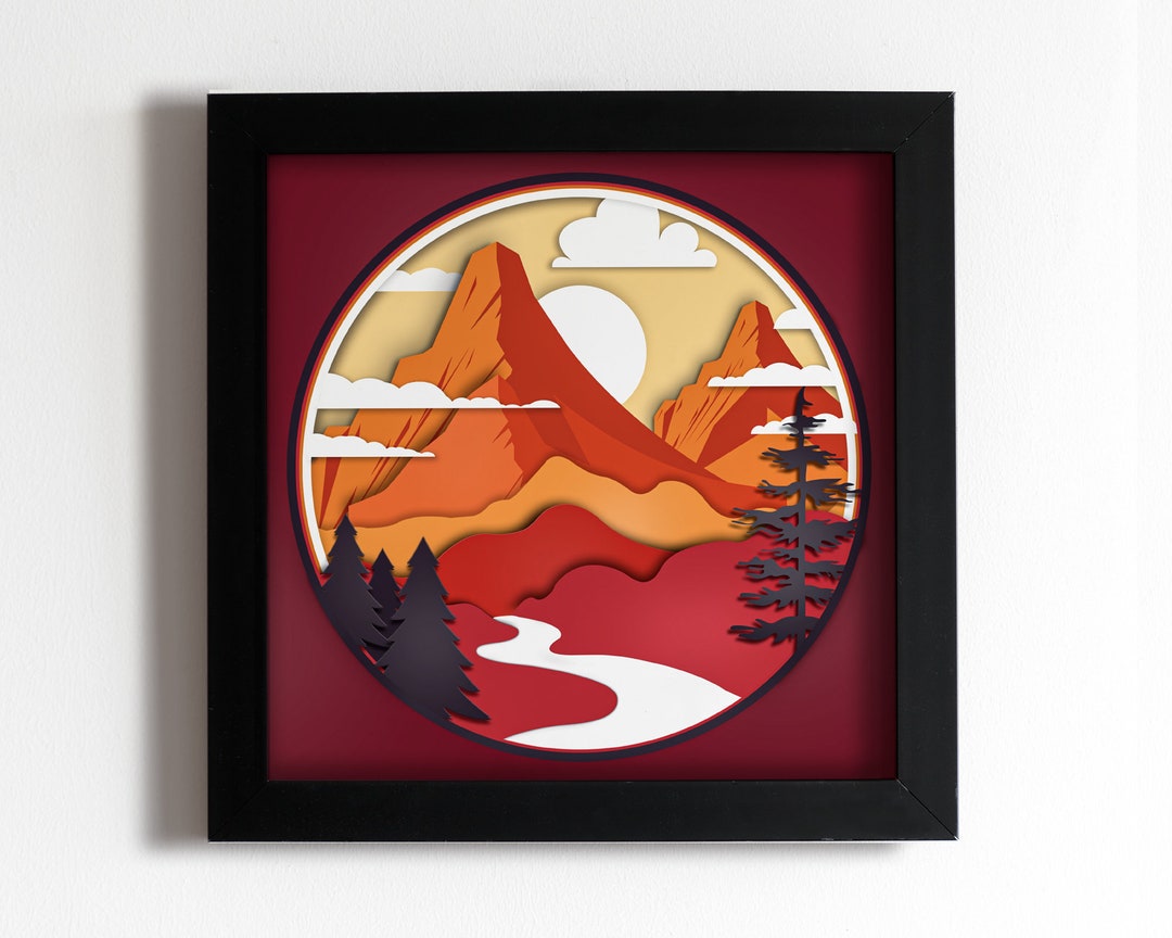Mountain Shadow Box SVG, 3d Mountains Svg, Shadow Box Svg, Nature Svg ...