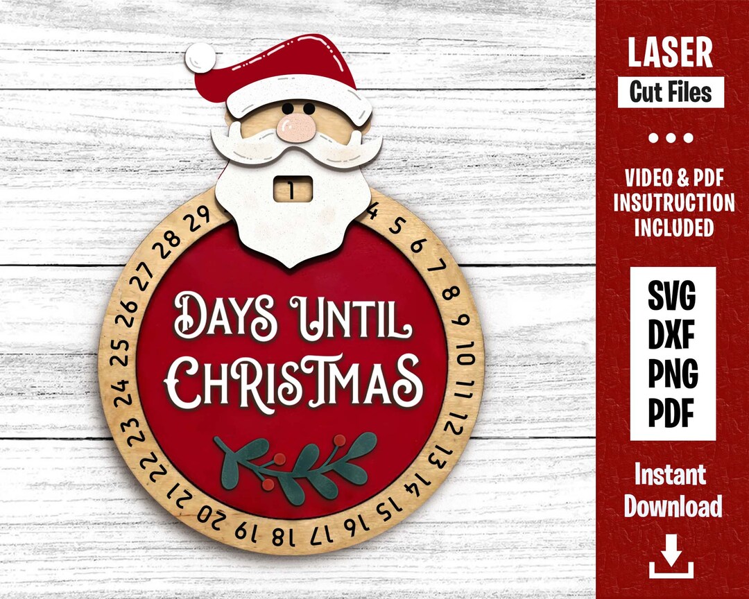 Santa Ornament, Christmas Santa Countdown SVG, Santa Christmas ...