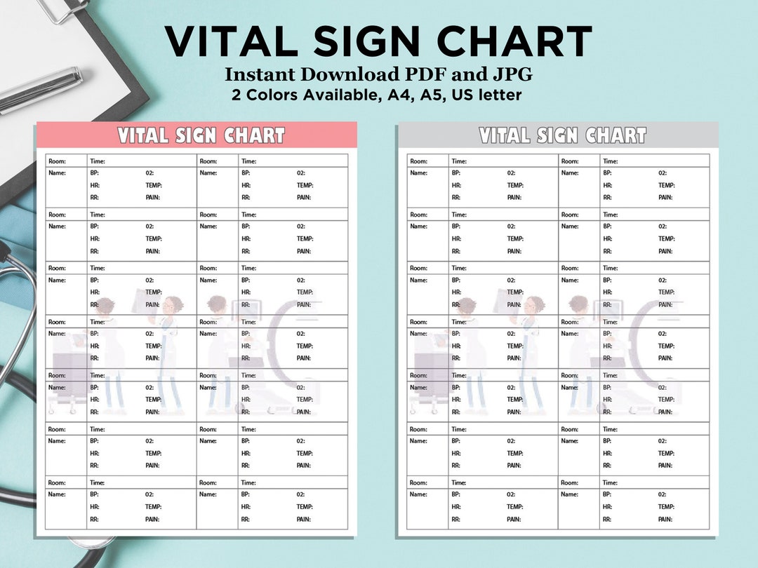 Vital Sign, Patient Vital Sign Chart, A4, A5, US Letter PDF - Etsy