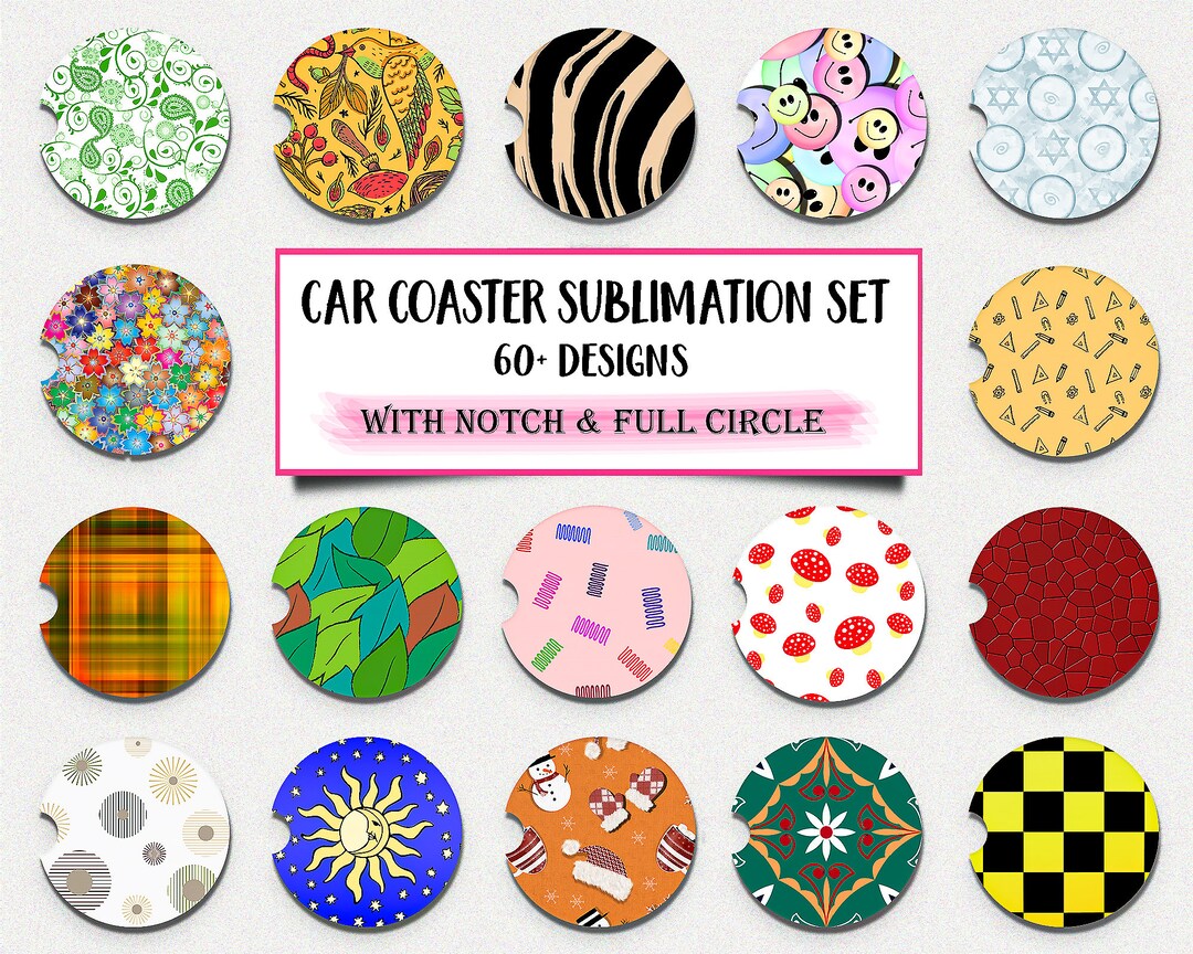PNG Car Coaster Sublimation BUNDLE, 2.75 Inch Car Coaster Template ...