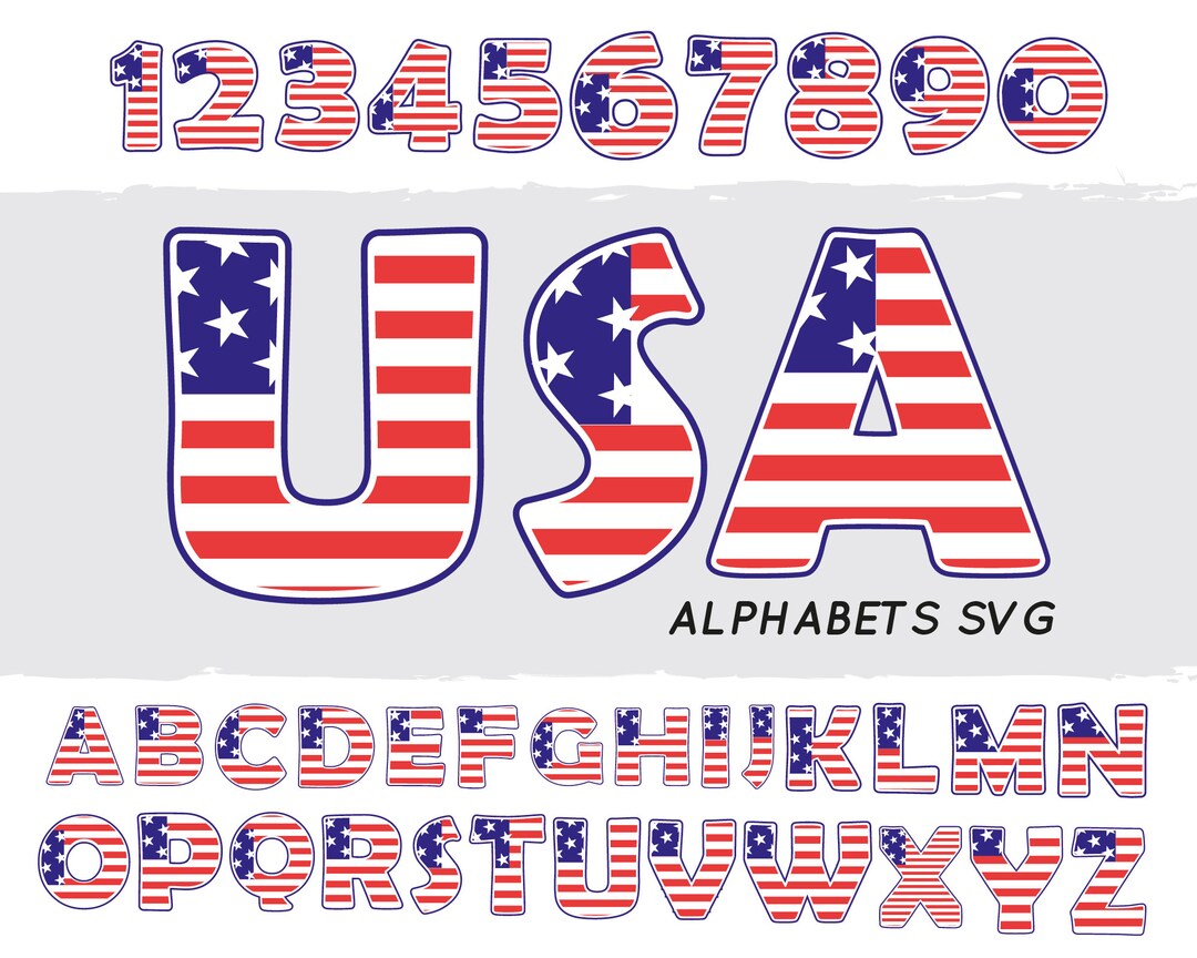 USA Font Svg, USA Alphabet Svg, USA Font, Usa Flag Font, Usa Flag Svg ...