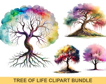 Tree of Life Clipart Bundle 2, Watercolor PNG, Tree of Life Art ...
