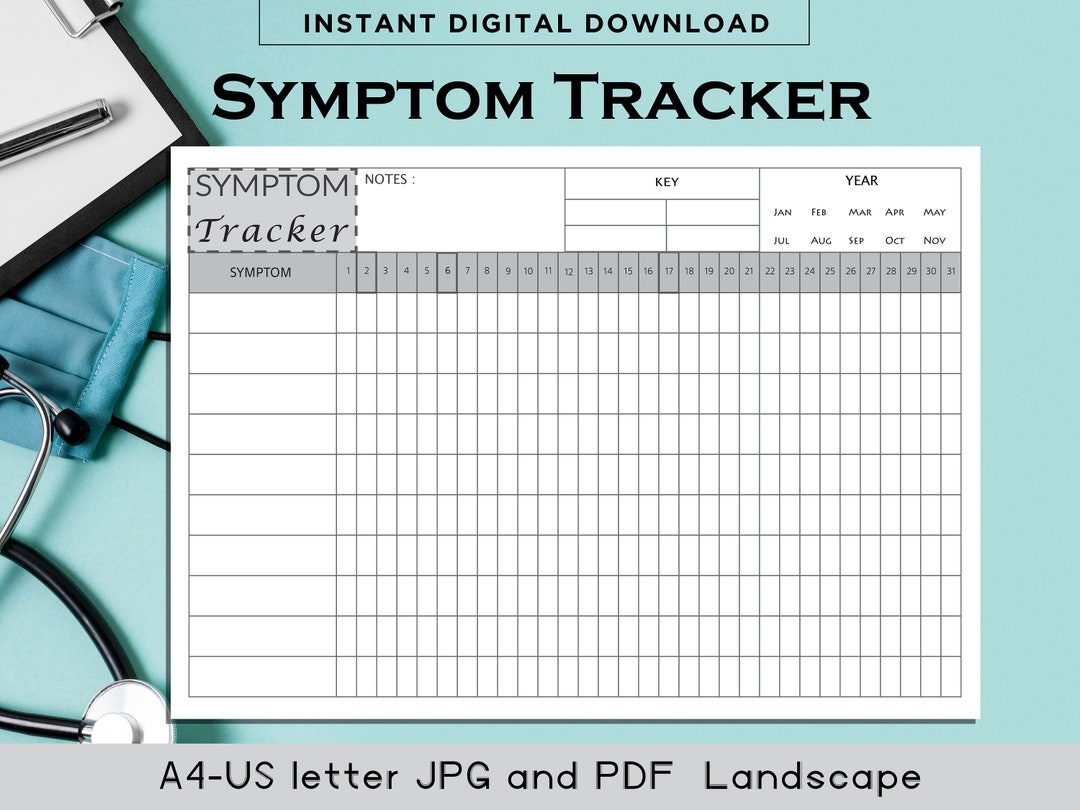 Symptom Tracker, A4, US Letter Landscape PDF - Etsy