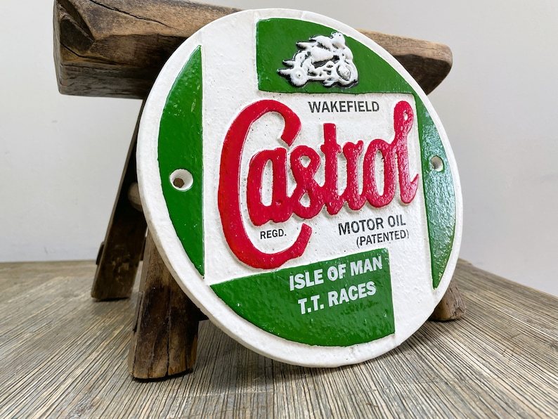 Superb Cast Iron Garage Sign Castrol Oil Isle of Man TT - Etsy